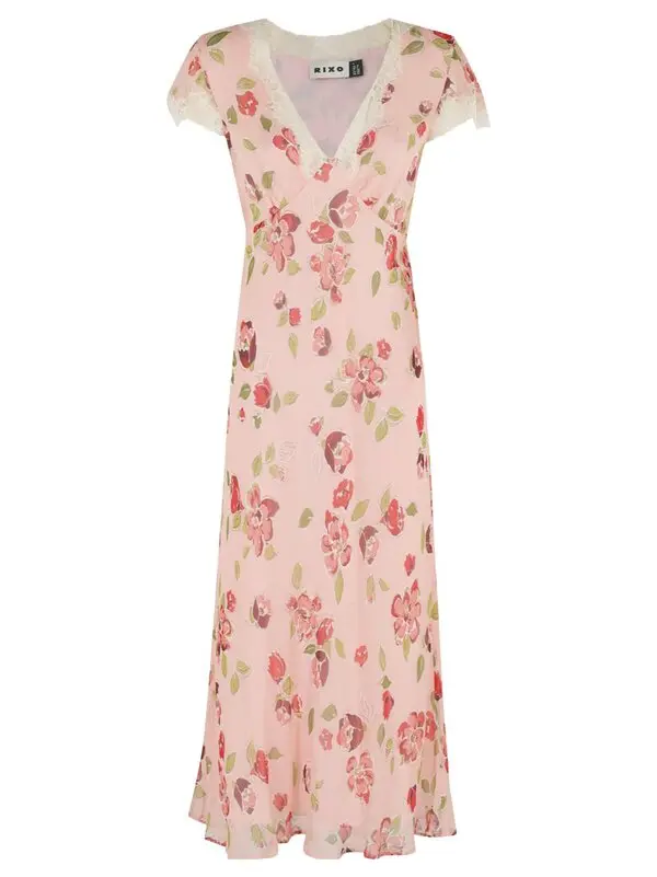 Rixo Printed Clarice Maxi Dress - Pink