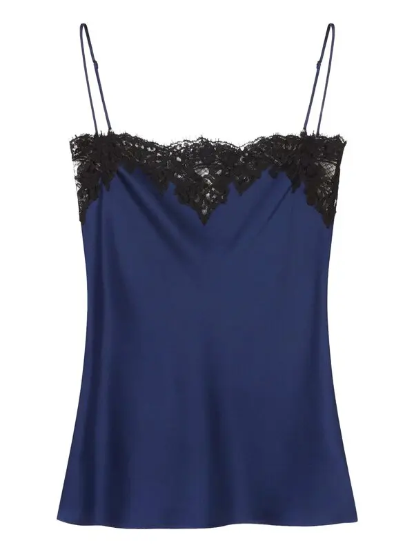 Stella McCartney Lace-trim Satin Top - Navy Blue
