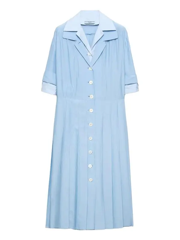 Prada Shirt Dress With Flared Hem - Sky-blue