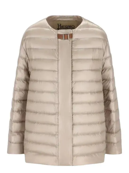 Herno Quilted Crewneck Down Jacket - Nude