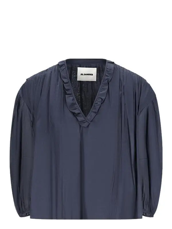 JIL SANDER Ruffled Pleated Blouse - Black