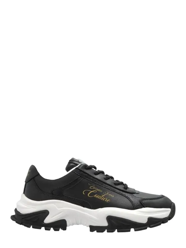 Versace Logo Printed Low-top Sneakers - Black