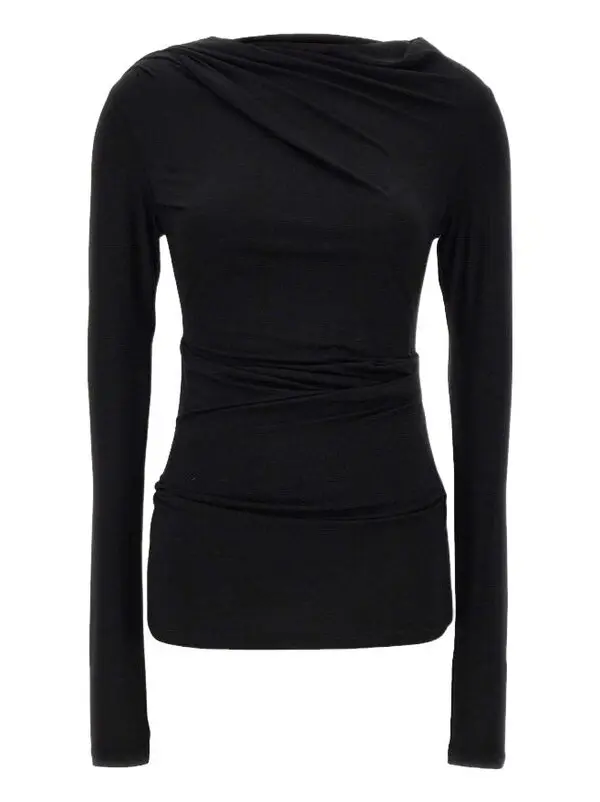ENTIRE STUDIOS Draped Long Sleeve Knit Top - Black