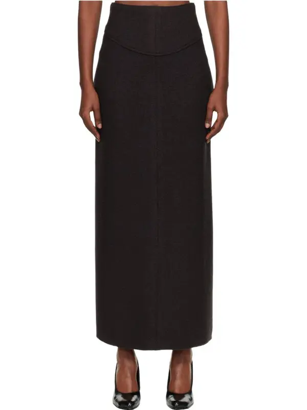 LANVIN Melden Wool Midi Skirt - Mocha