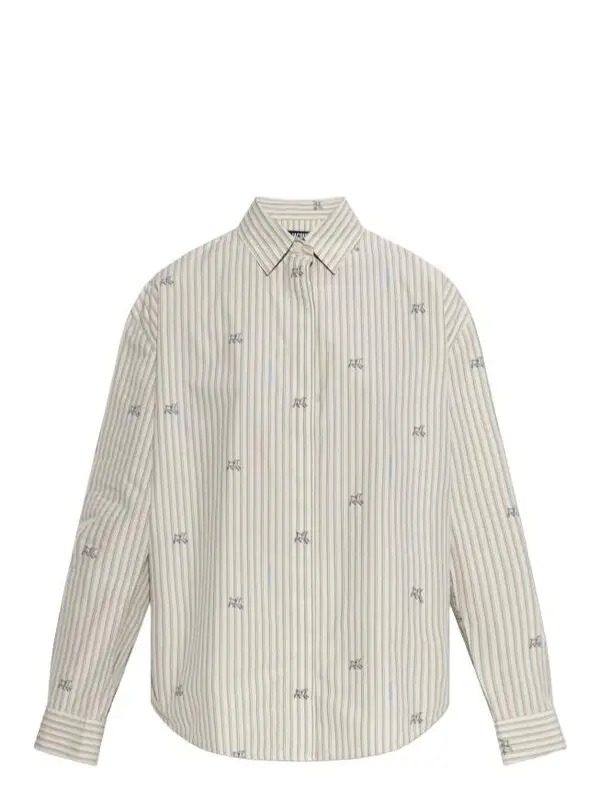Jacquemus Vertical Striped Shirt With Graphic Detail - White