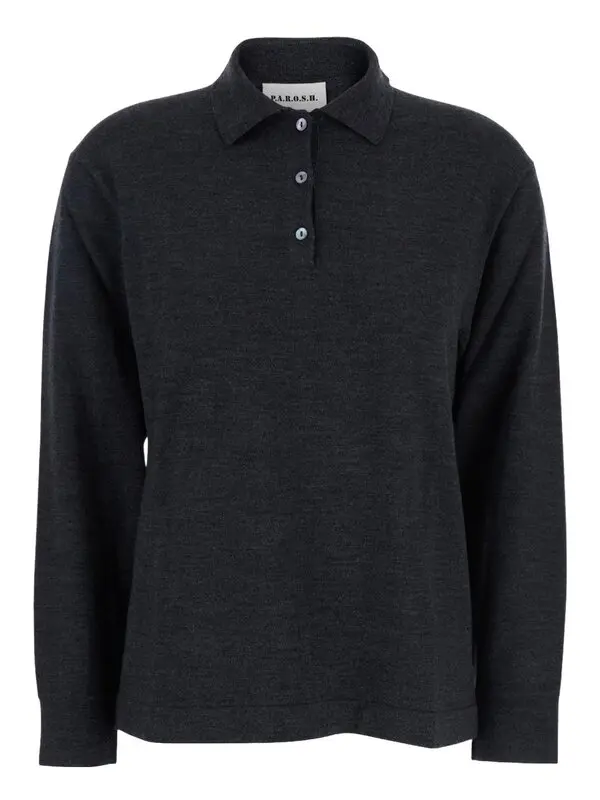 P.a.r.o.s.h Polo Neck Knit With Button Fastening - Black