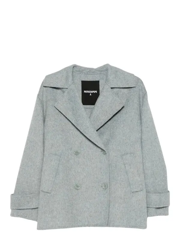 Patrizia Pepe Double-breasted Long-sleeve Jacket - Gray