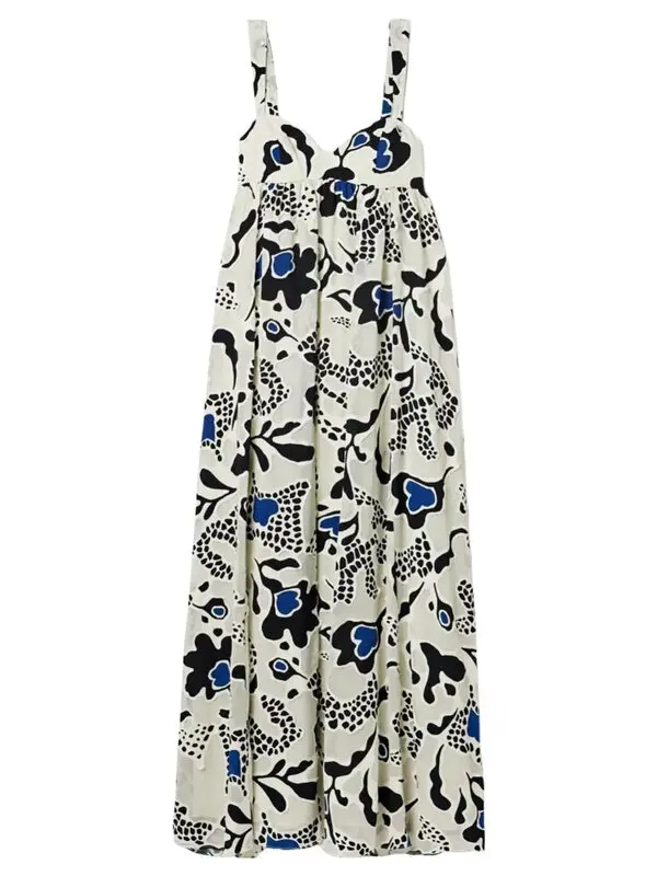 Ulla Johnson Leilani Abstract Floral Print Maxi Dress With Appliqu - White