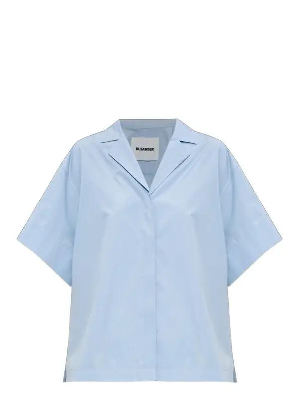 JIL SANDER Short Sleeve Collared Shirt - Light Blue