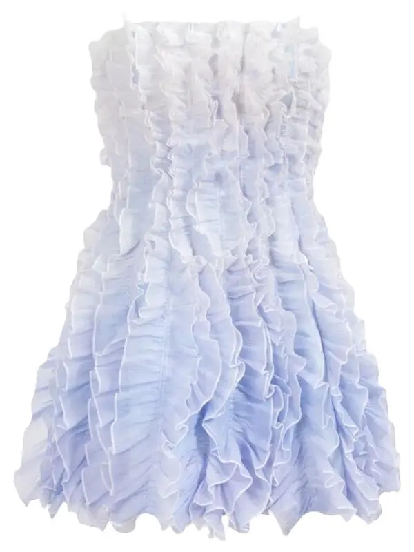 Aje Temperance Mini Dress Ruffled Strapless - Blue
