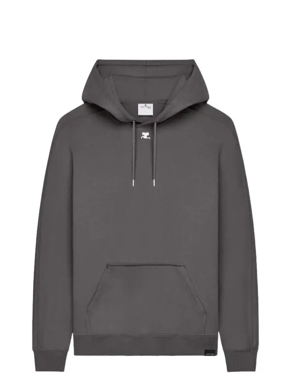 COURREGES Courrèges Logo Drawstring Hoodie - Charcoal Black