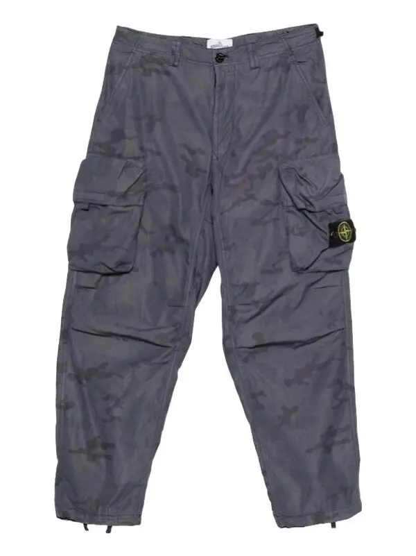 Stone Island Logo Patch Cargo Trousers - Gray