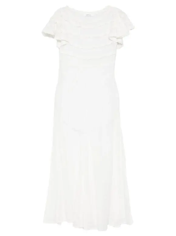 Gimaguas Short-sleeved Dress With Ruffled Hem - White