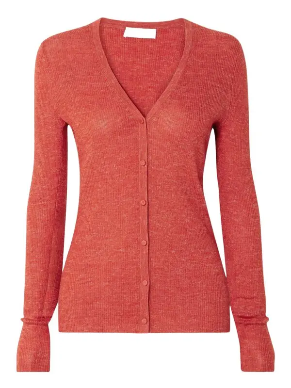 Gabriela Hearst Long Sleeve V-neck Cardigan - Red