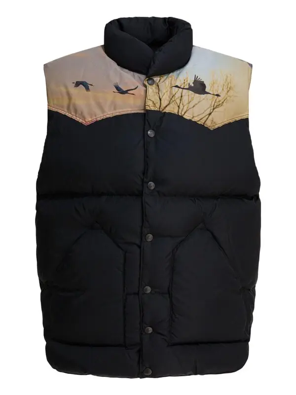 Needles X Rocky Mountain Featherbed Sleeveless Padded Jacket With Printed Detail - Black