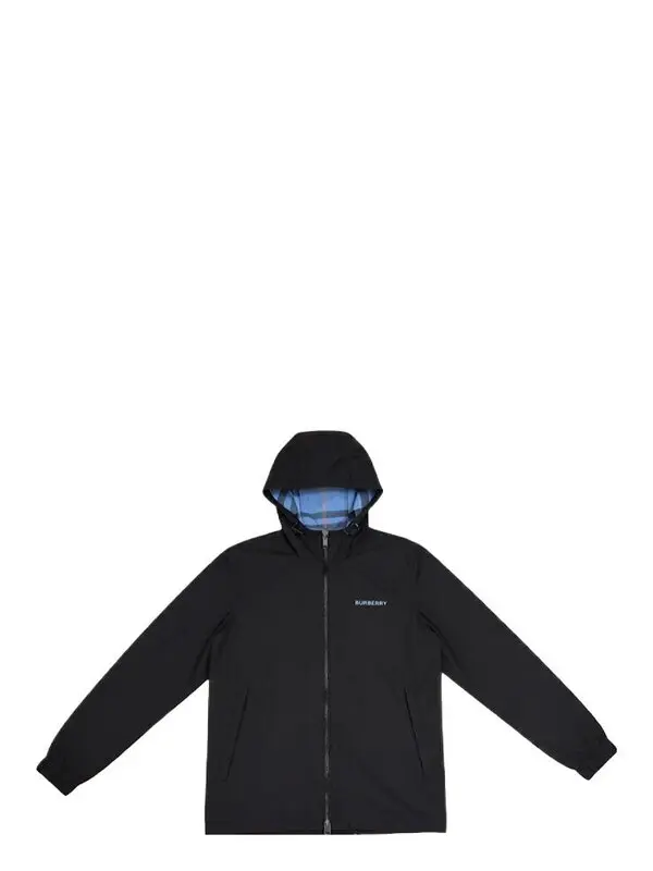 Burberry Reversible Plaid Print Hooded Jacket - Black
