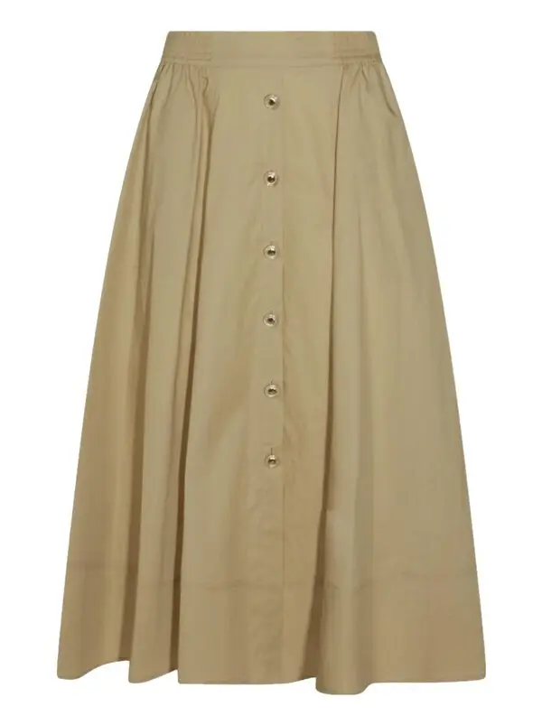 TWINSET Elastic Waist Midi Skirt With Front Button Detail - Nude