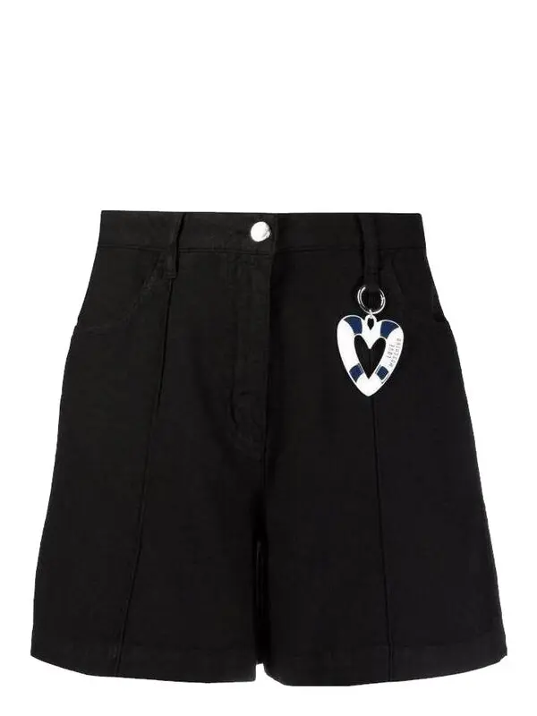 Moschino Heart-shaped Key Chain A-line Shorts - Black