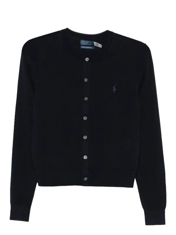 Polo Ralph Lauren Embroidered Logo Cardigan - Black