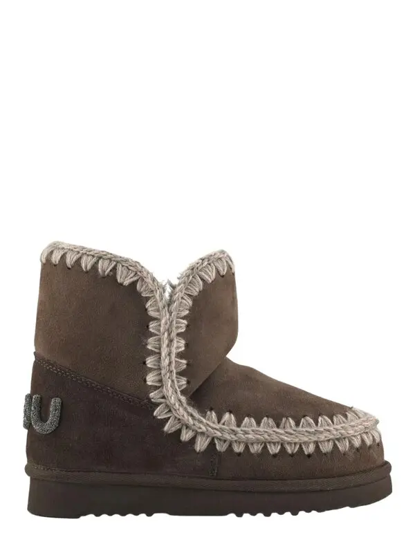 Mou Crochet-trim Ankle Boots - Brown Pepper