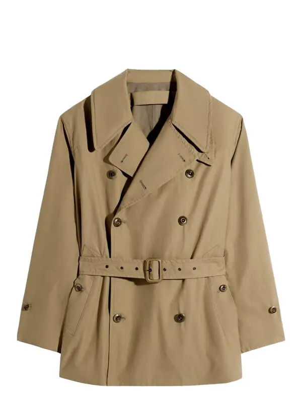 LEMAIRE Cropped Double Breasted Trench Coat - Khaki