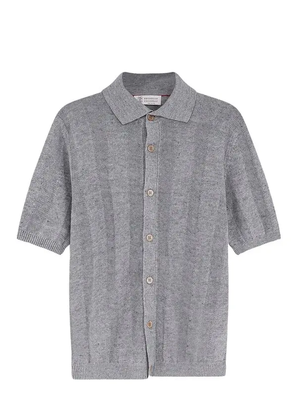 Brunello Cucinelli Short-sleeved Knitted Shirt - Grey