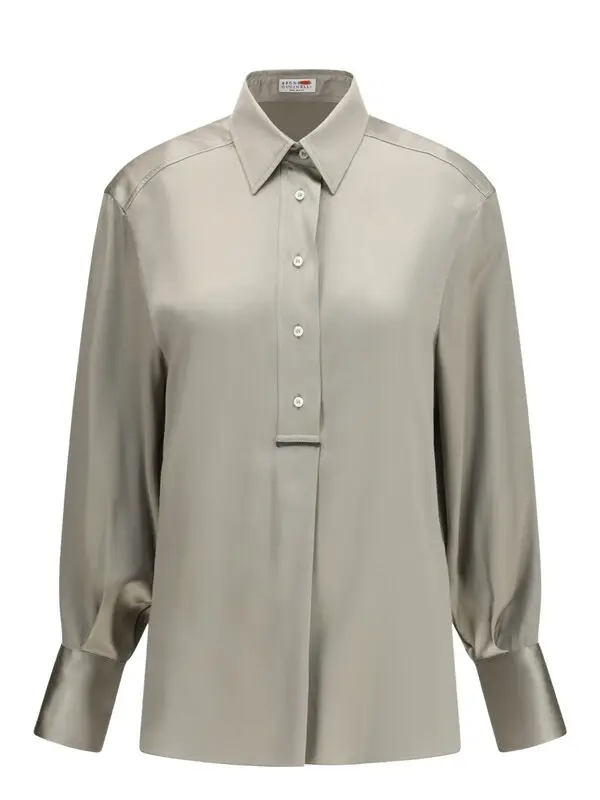 Brunello Cucinelli Collared Long-sleeved Shirt - Gray