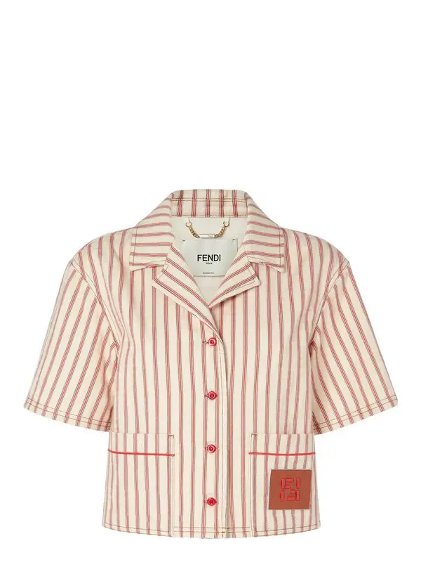 Fendi Striped Ff Embroidered Denim Shirt - Red