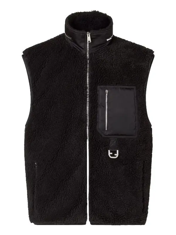 Fendi Zip-up Fur Vest With Ff Buckle Detail - Black