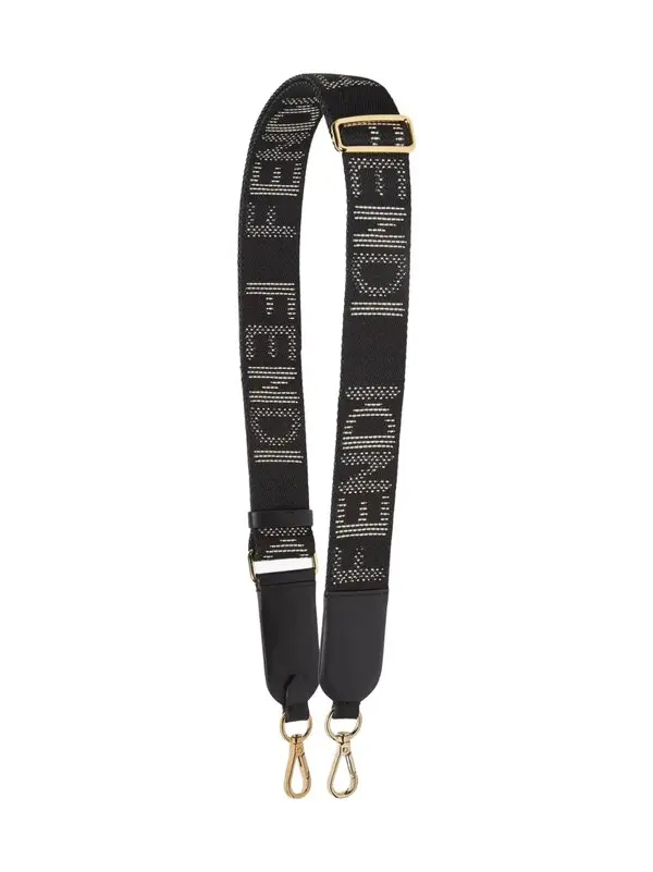 Fendi Denim-effect Ff Jacquard Shoulder Strap - Black