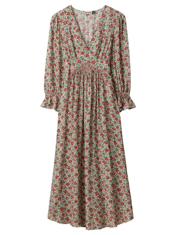 Rixo Printed V-neck Midi Dress - Multicolor