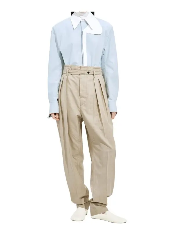 Bottega Veneta Wool-cotton Blend Twill Trousers - Linen Melange