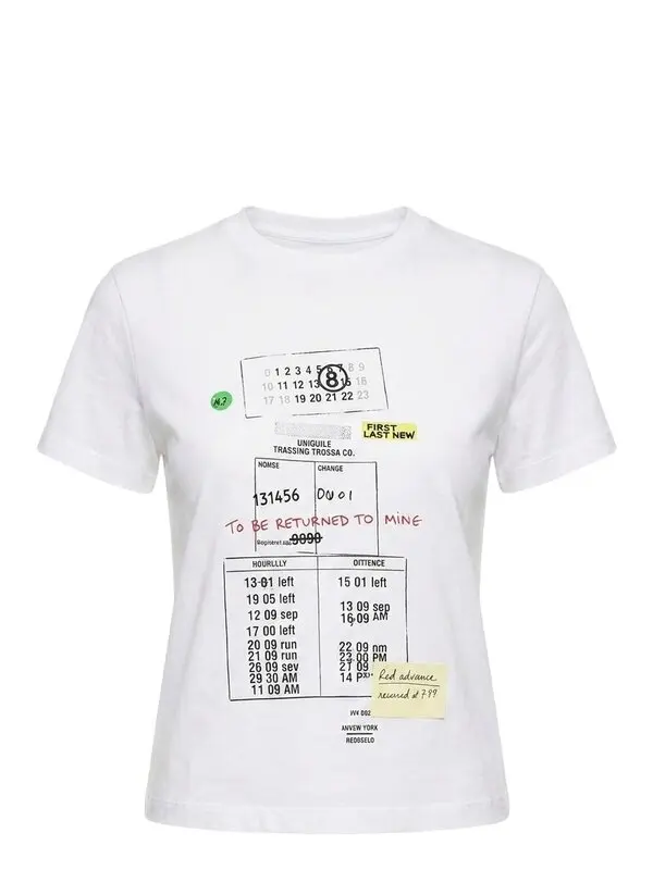 MAISON MARGIELA Printed Cropped T-shirt - White