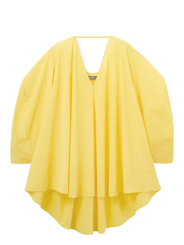 Jacquemus V-neck Sheer Flared Dress - Yellow