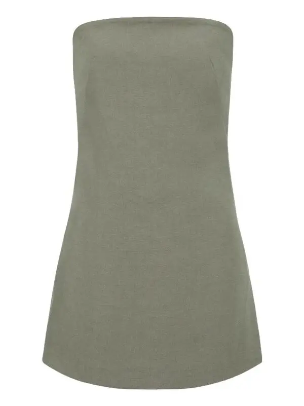 ST. AGNI Sleeveless Column Tunic Top With Back Zipper - Smokey Olive