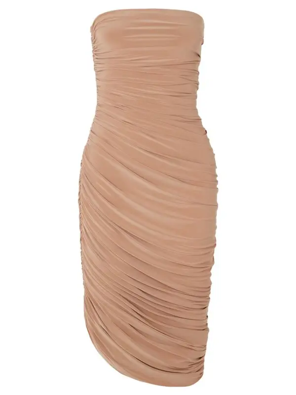 Norma Kamali Strapless Diana Gown - Cappuccino