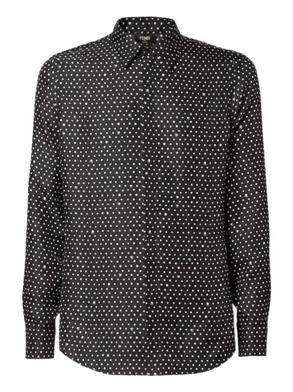 Fendi Micro Falena Dots Printed Long Sleeved Shirt - Black
