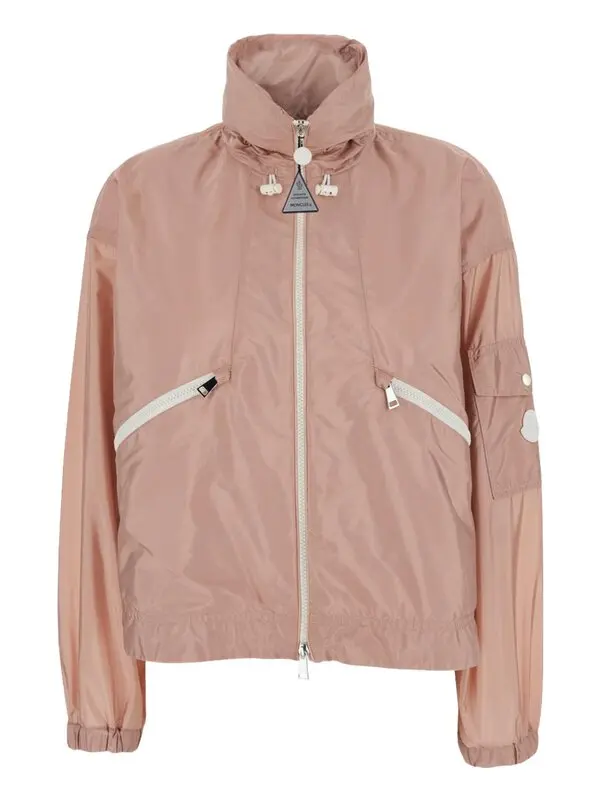 Moncler Logo Patch Zip-up Jacket - Pink