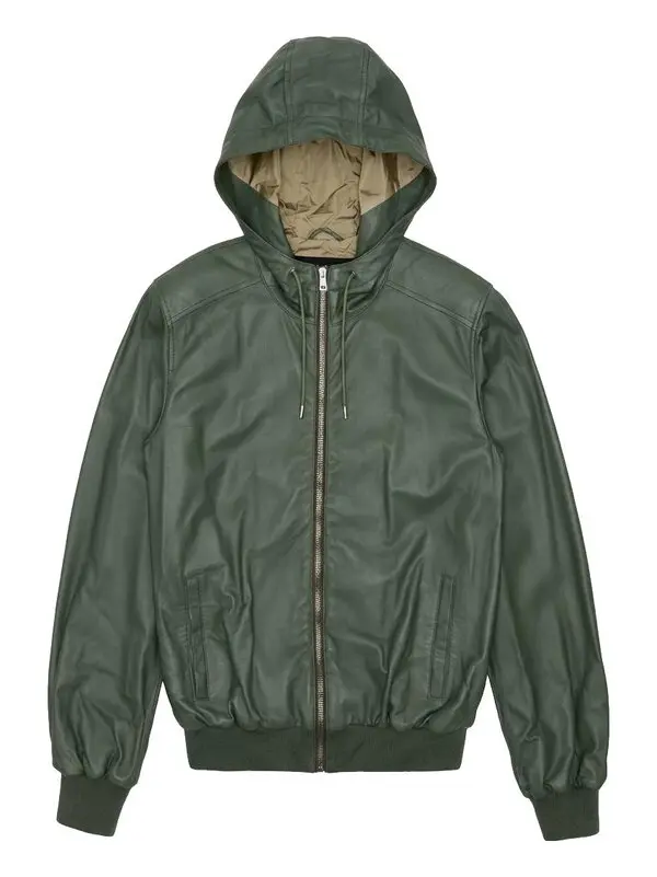 Gucci Hooded Leather Jacket - Green