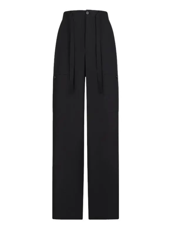 JIL SANDER Pleated Cargo Pants - Black