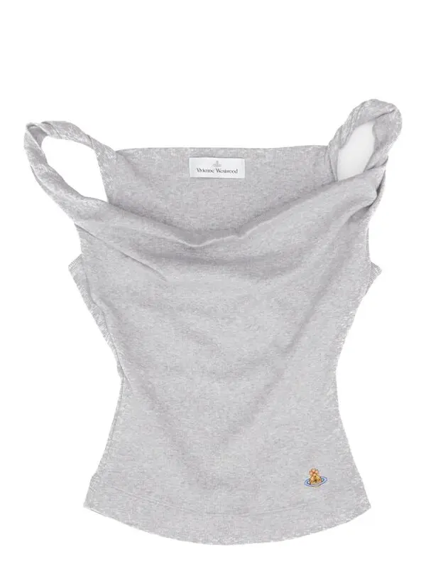 VIVIENNE WESTWOOD Orb Embroidered Knitted Top - Gray