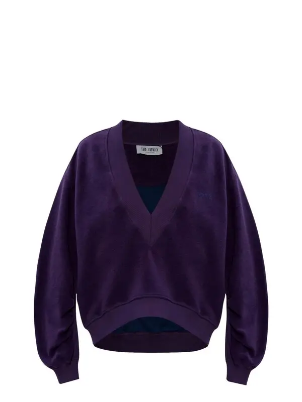 Attico V-neck Logo Detail Sweatshirt - Black