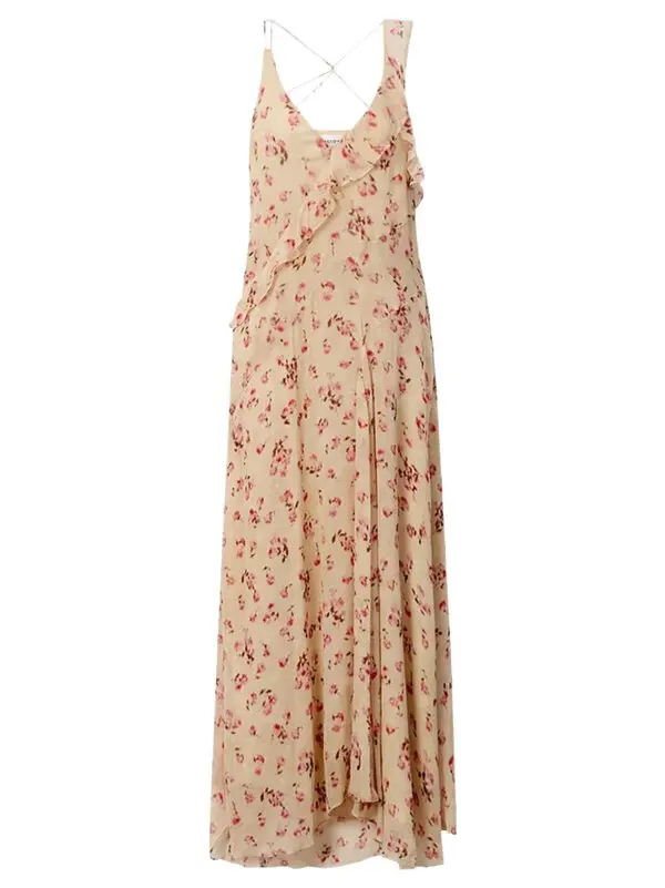 Isabel Marant Étoile Floral Print V-neck Ruffled Dress - Nude