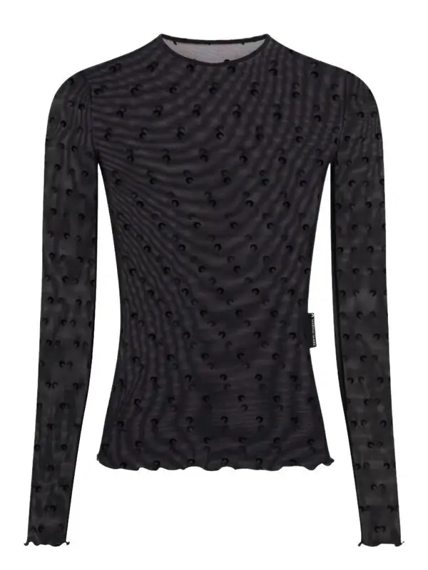 MARINE SERRE Moon Print Mesh Long Sleeve T-shirt - Black