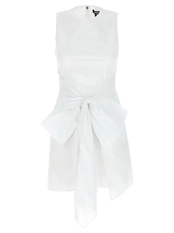 ROTATE BY BIRGER CHRISTENSEN Sleeveless Bow Detail Mini Dress - White