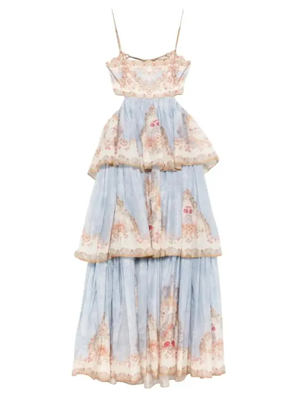 Zimmermann Daylight Tiered Maxi Dress With Floral Pattern - White