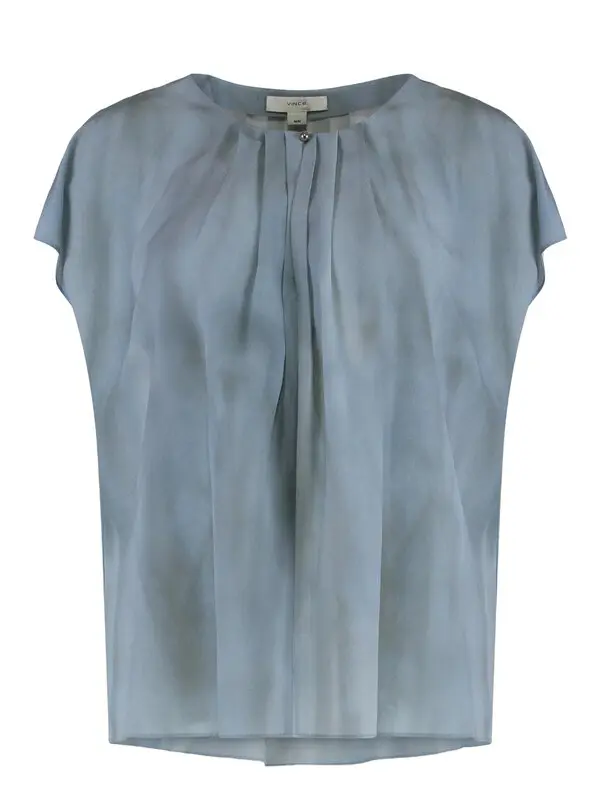 Vince Pleated Gradient Silk Top - Gray