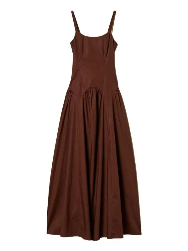 TWINSET Open-back Maxi Dress With Pleated Skirt - Brown