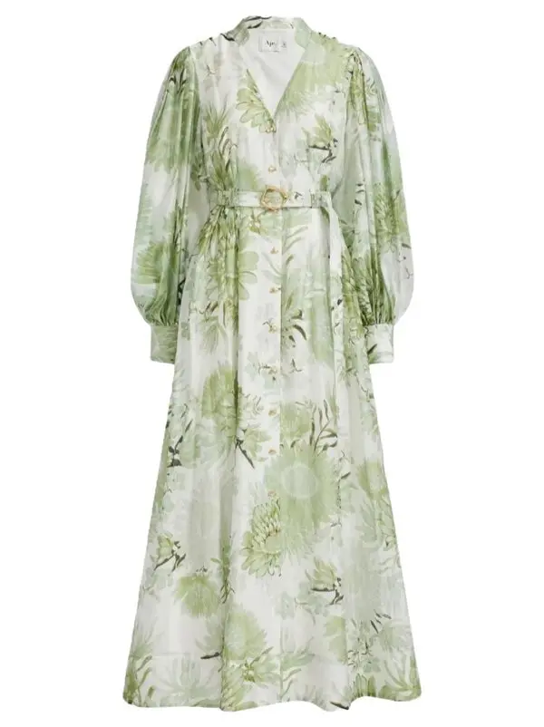 Aje Long Sleeve V-neck Maxi Dress - White