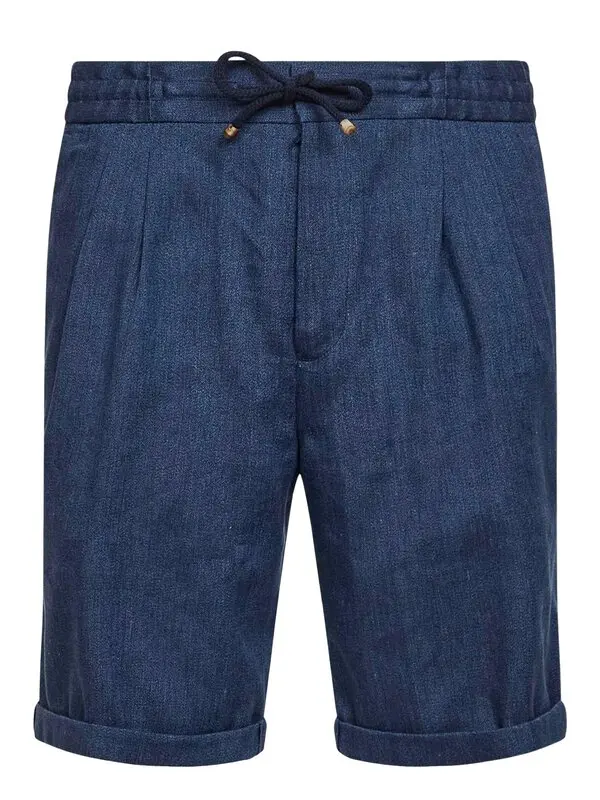 Brunello Cucinelli Pleated Drawstring Shorts - Blue